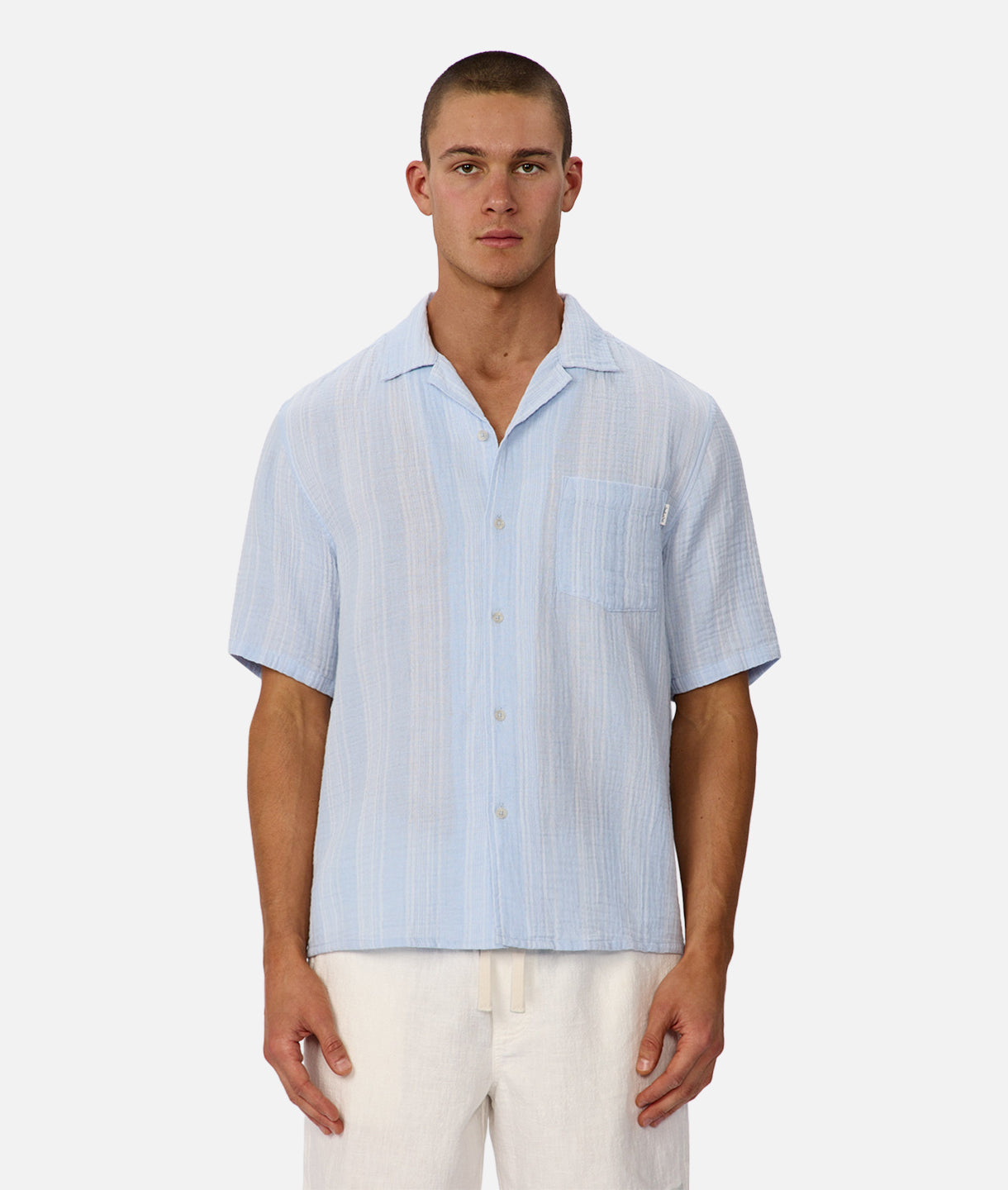 The Striped Seguro Short Sleeve Shirt - Blue White – Industrie AU