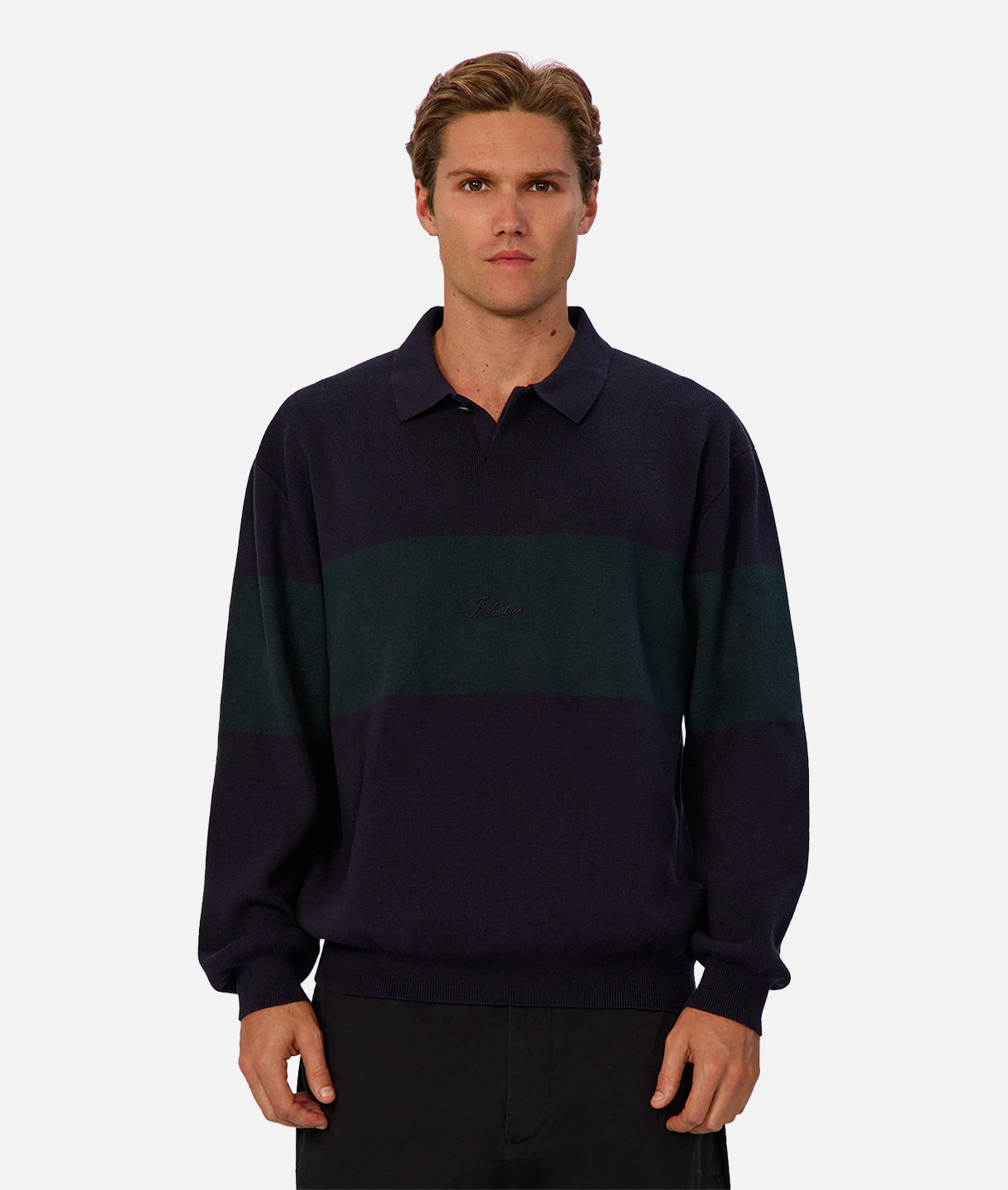 The Panelled Knit - Navy Green Combo – Industrie AU